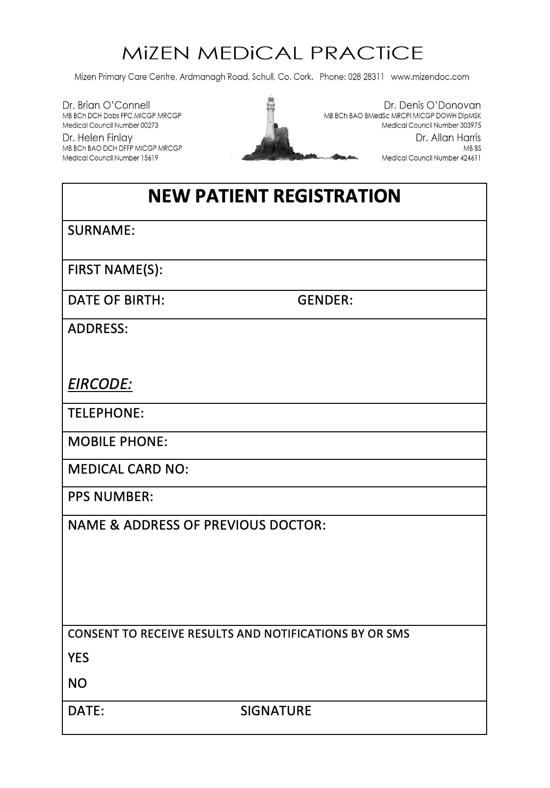 Registration – Mizen Medical Practice